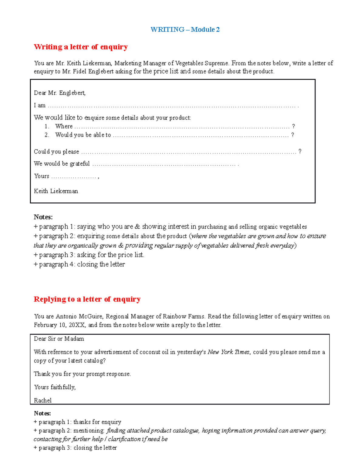 Writing-Module 2 - Tiếng anh học phần 2 - WRITING – Module 2 Writing a ...