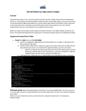 DAD 220 Project One Template - DAD 220 Project One Template Complete these steps as you work ...