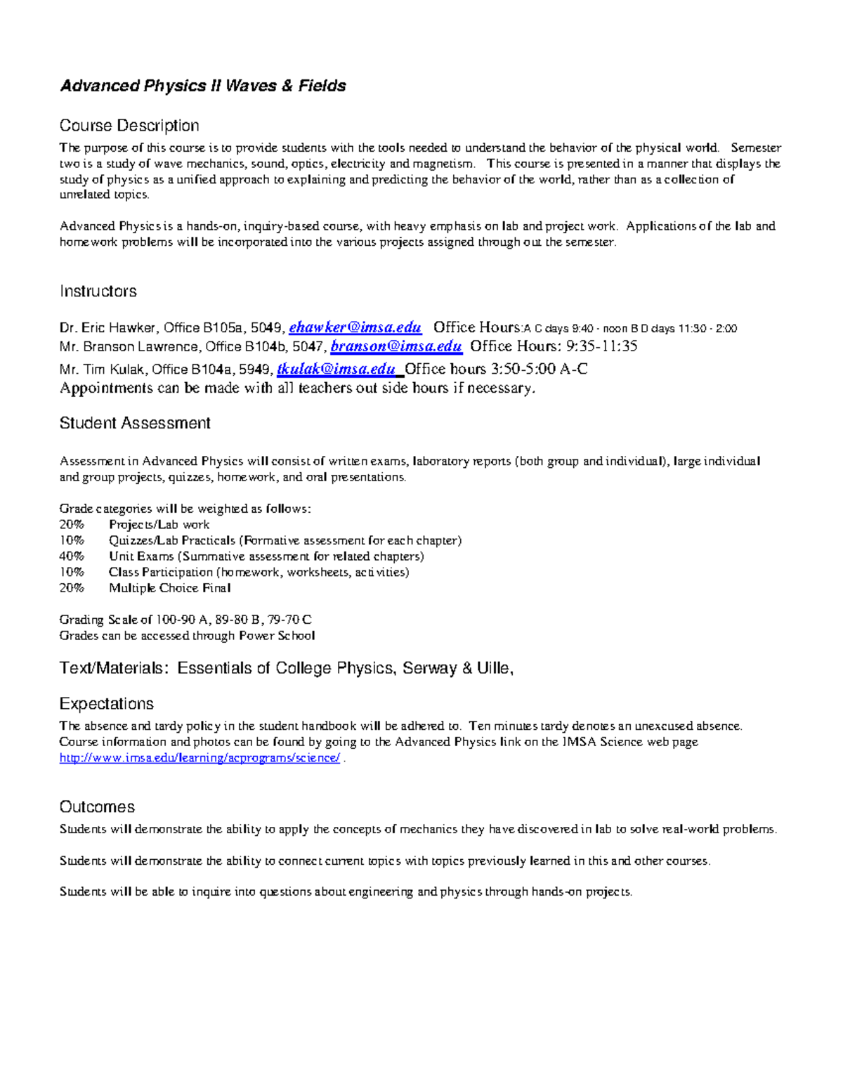 Ad Phys Sylb II 08 - advanced physics syllabus - Advanced Physics II ...