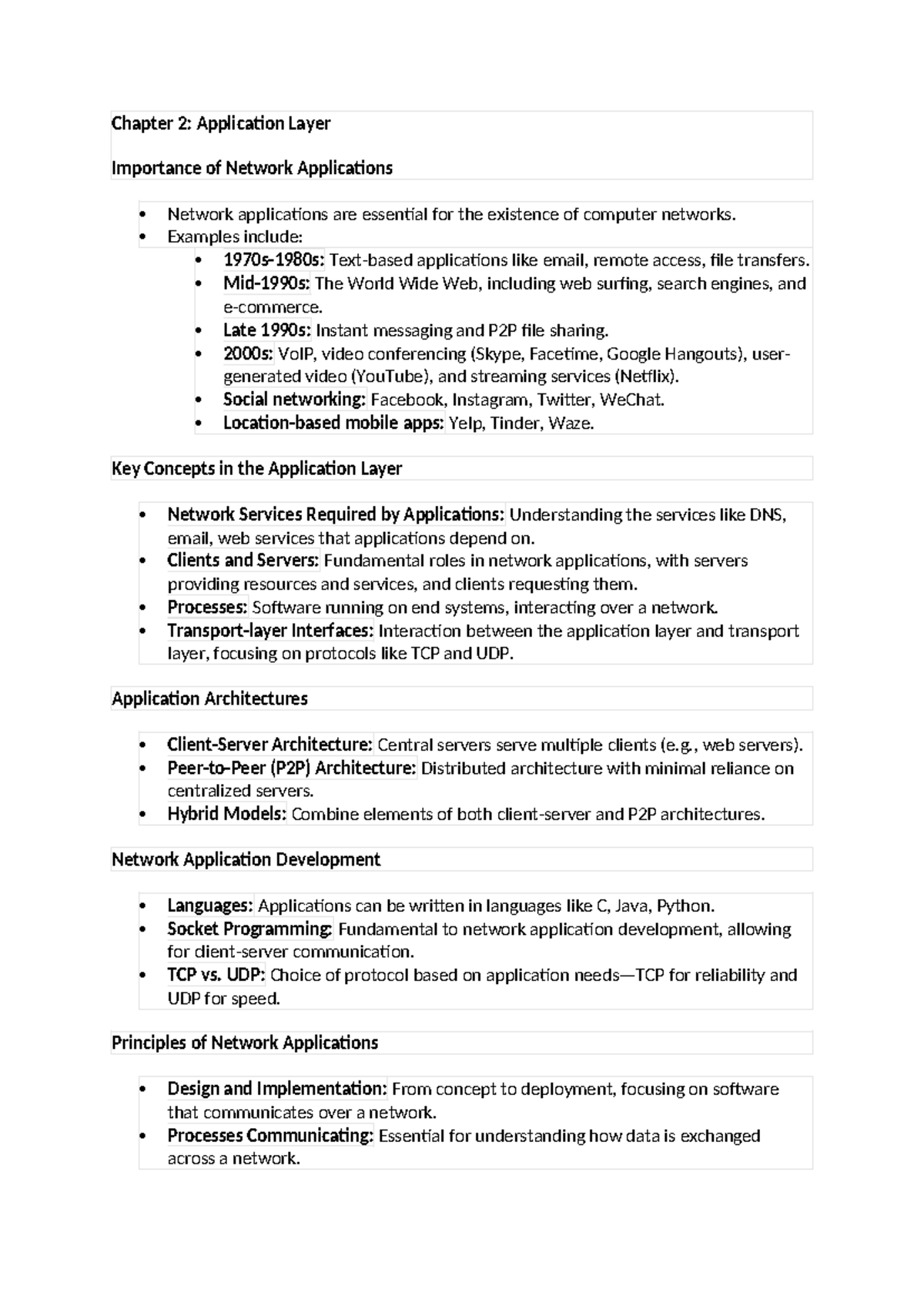 Application, transport and network layer notes - Chapter 2: Application ...