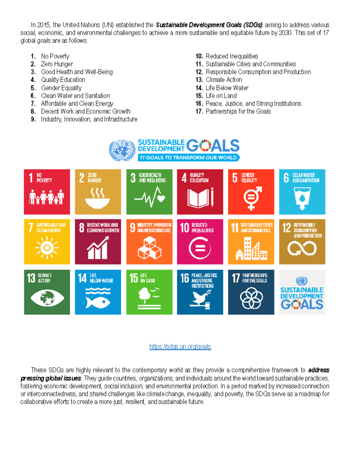 BSE MATH 4 Final Project - In 2015, the United Nations (UN) established ...