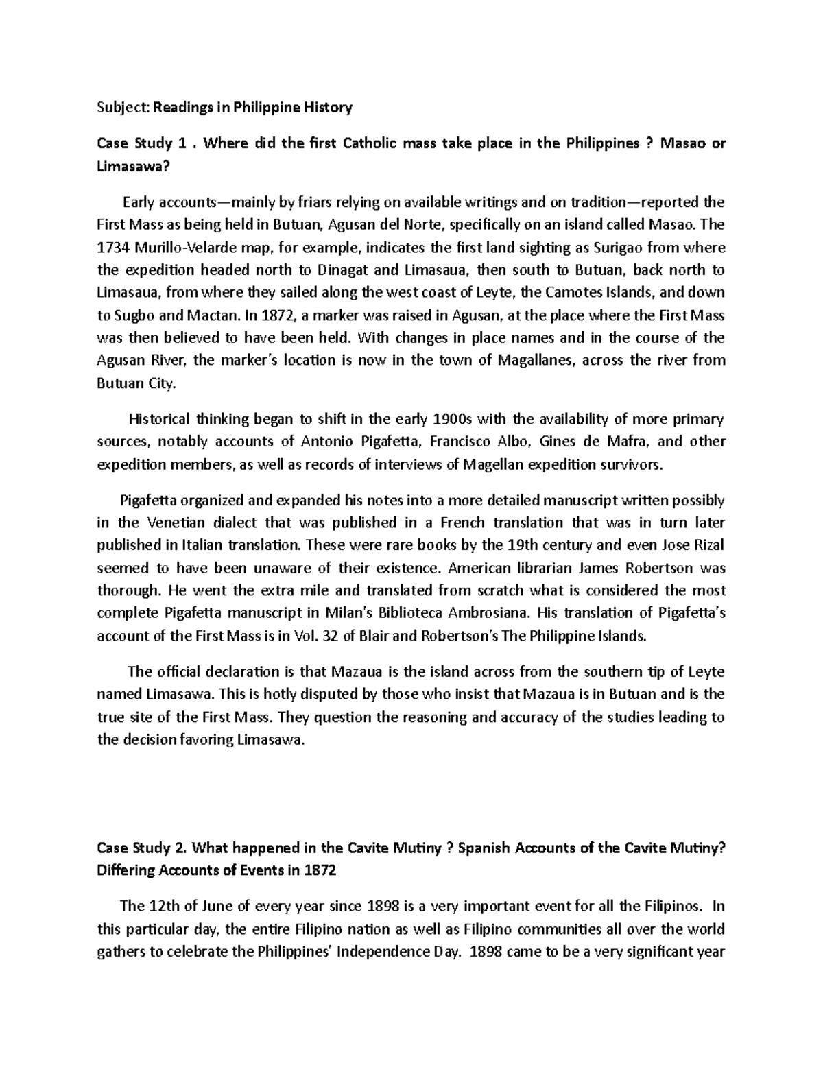 Case Study (Ri PH) - A Case Analysis in Readings in Philippine History ...