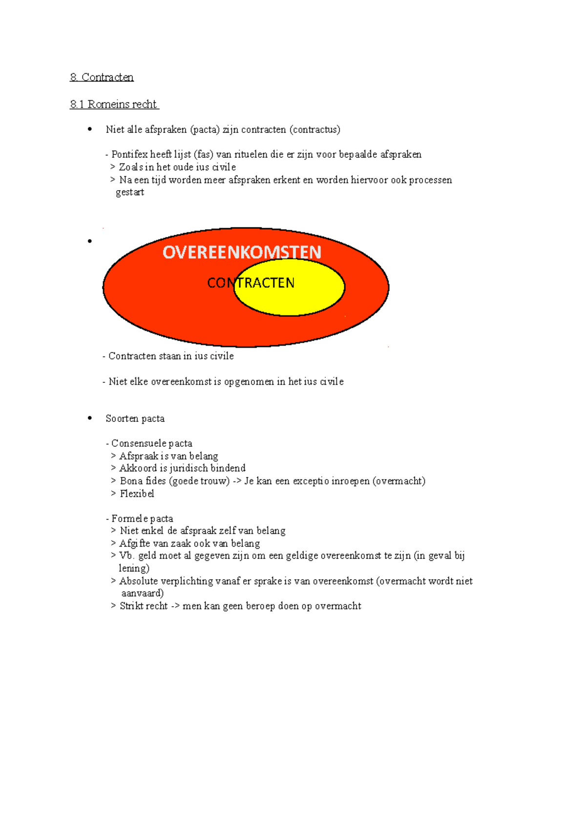 Les 10 Samenvatting - 8. Contracten 8 Romeins recht Niet alle afspraken ...