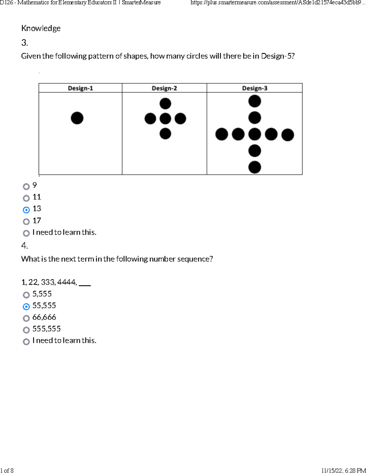 Sample MAth quiz - practice quiz - Knowledge 3. Given the following ...