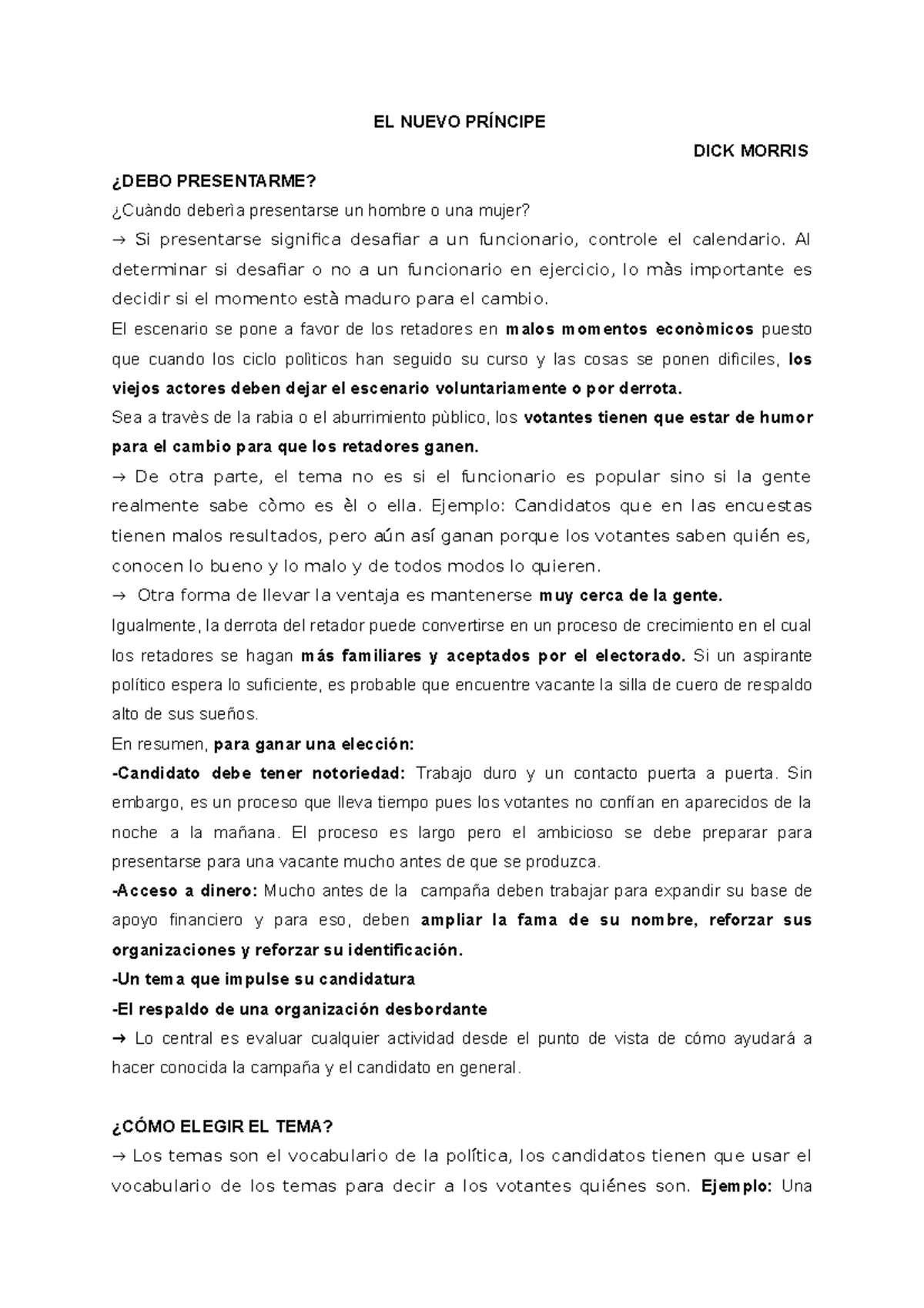 Resumen EL Nuevo PrÍncipe, Morris - EL NUEVO DICK MORRIS PRESENTARME ...