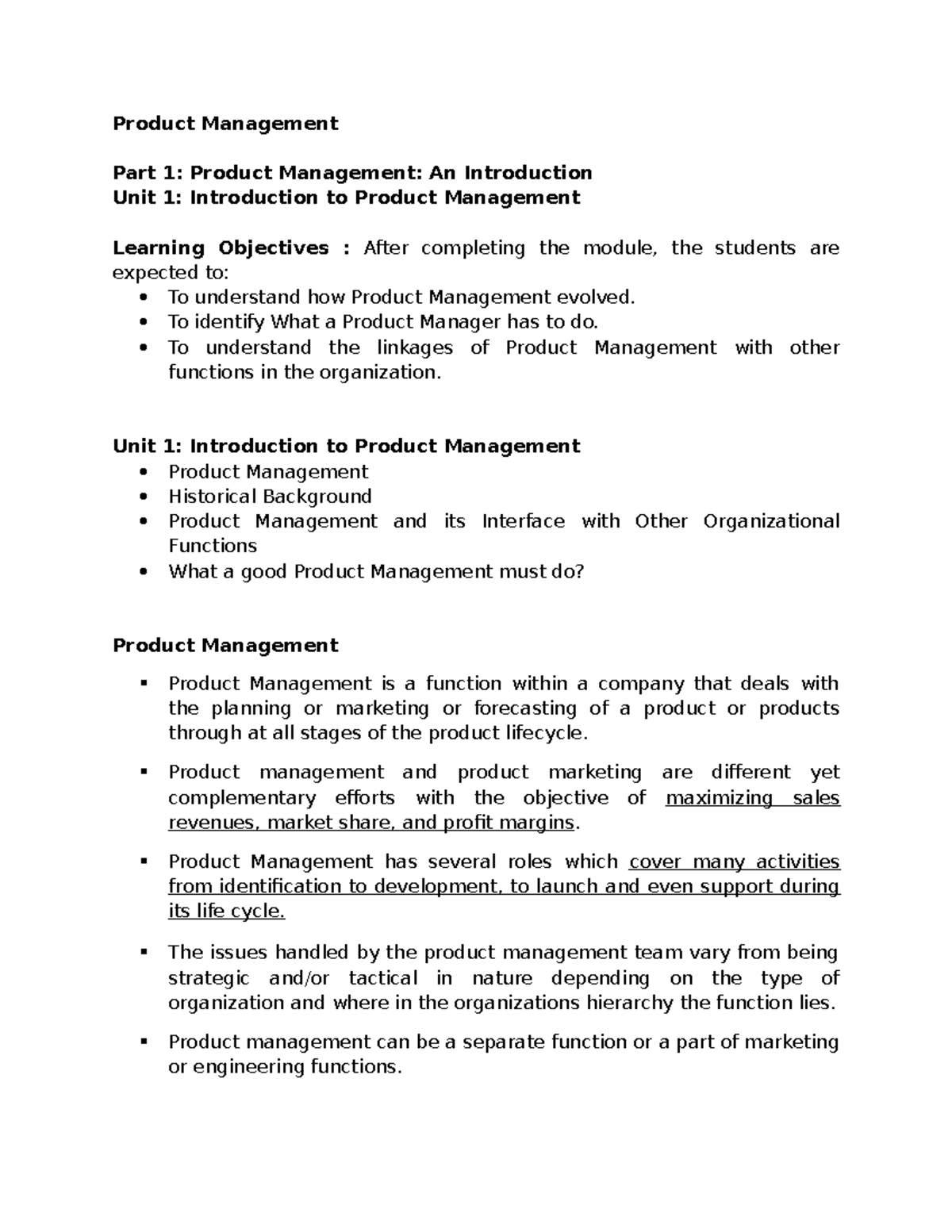 Module 1 Prodman - review - Product Management Part 1: Product ...