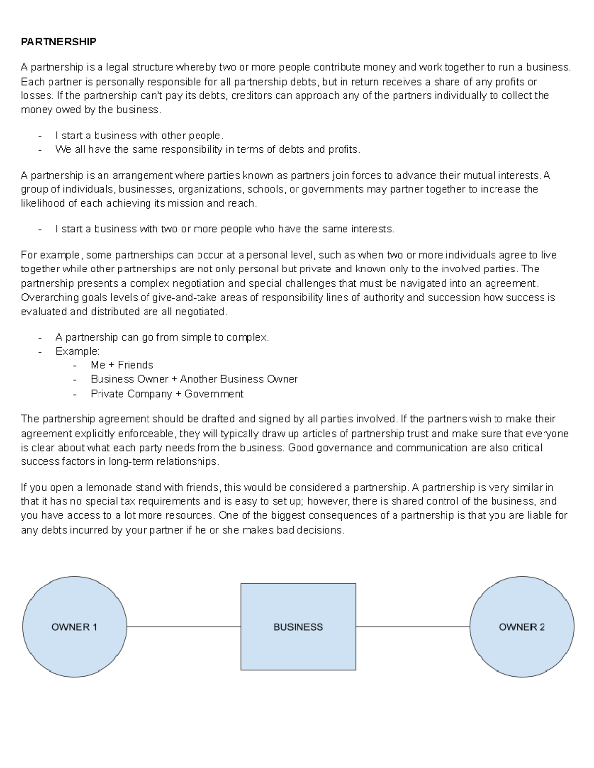 Partnership - notes - PARTNERSHIP A partnership is a legal structure ...
