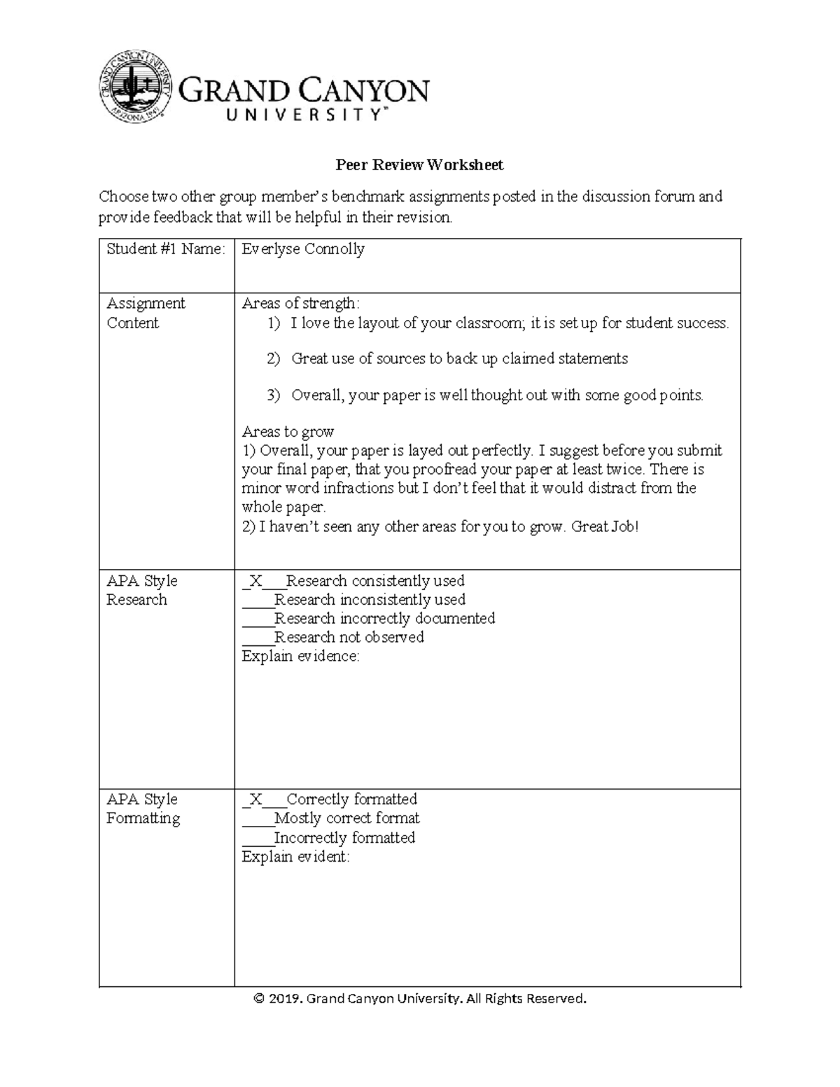 ELM-250 Peer Review Worksheet - Peer Review Worksheet Choose two other ...