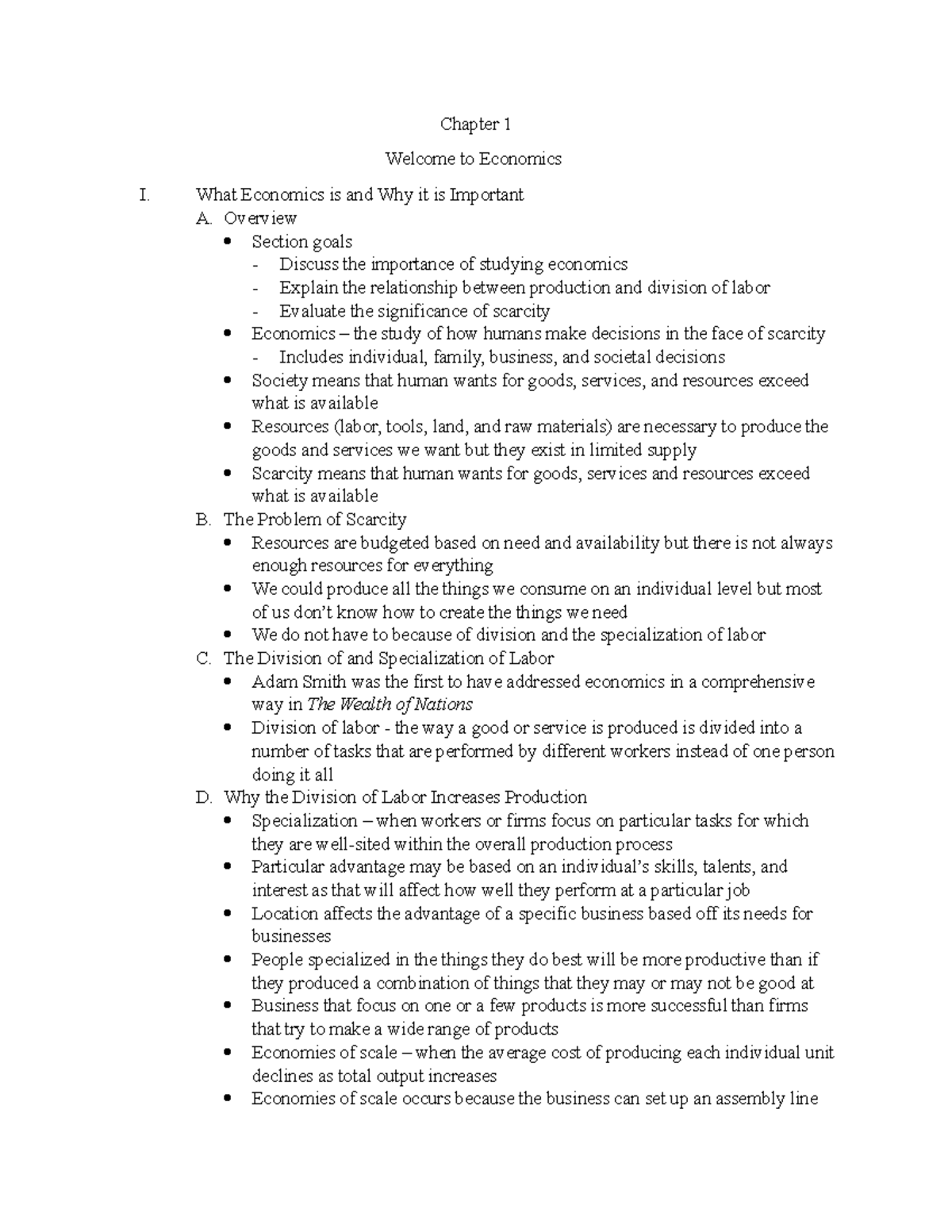 Welcome to Economics: Importance Scarcity Division of Labor and Trade ...