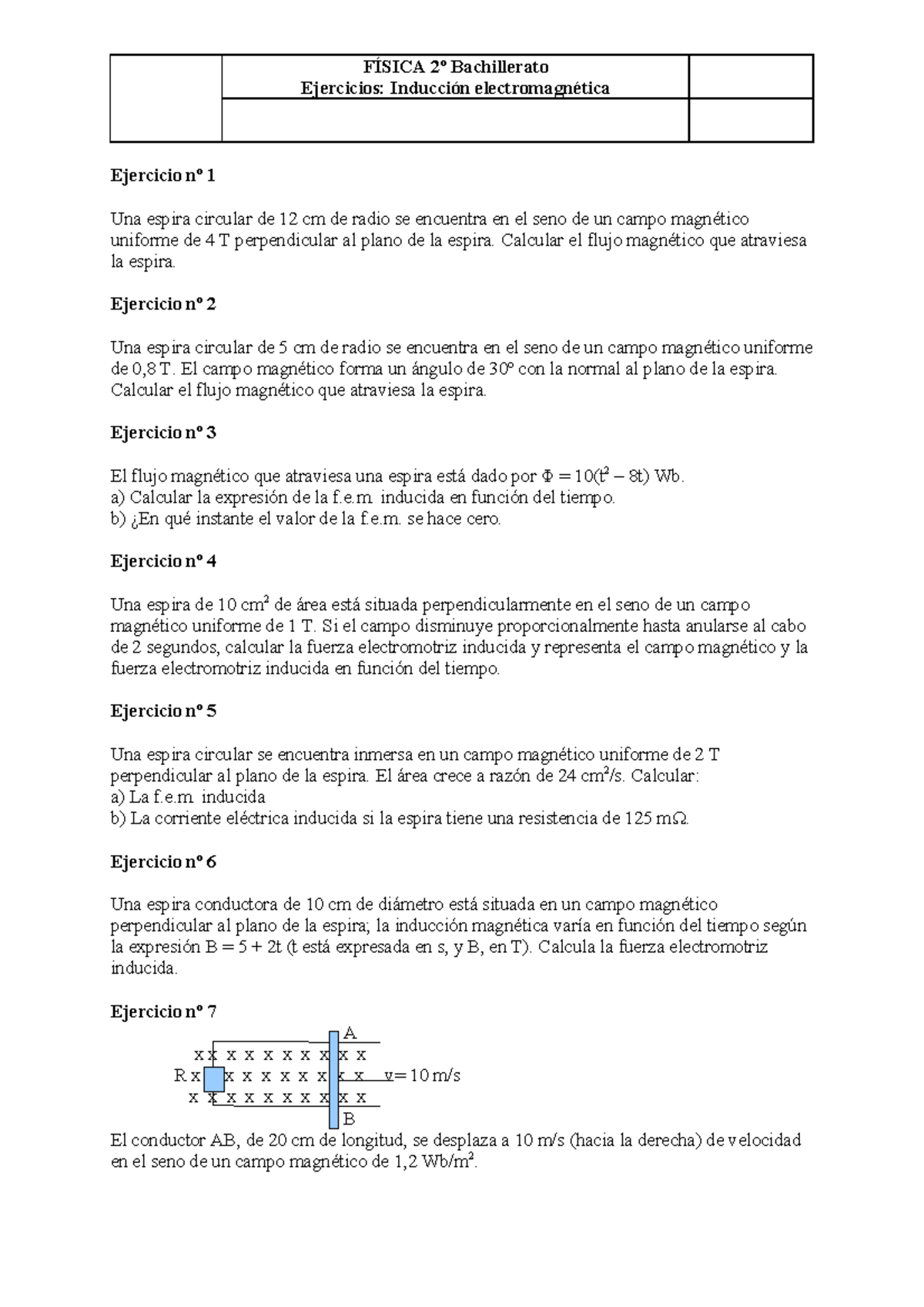 Física 2º- Prob Inducció - FÍSICA 2º Bachillerato Ejercicios: Inducción ...