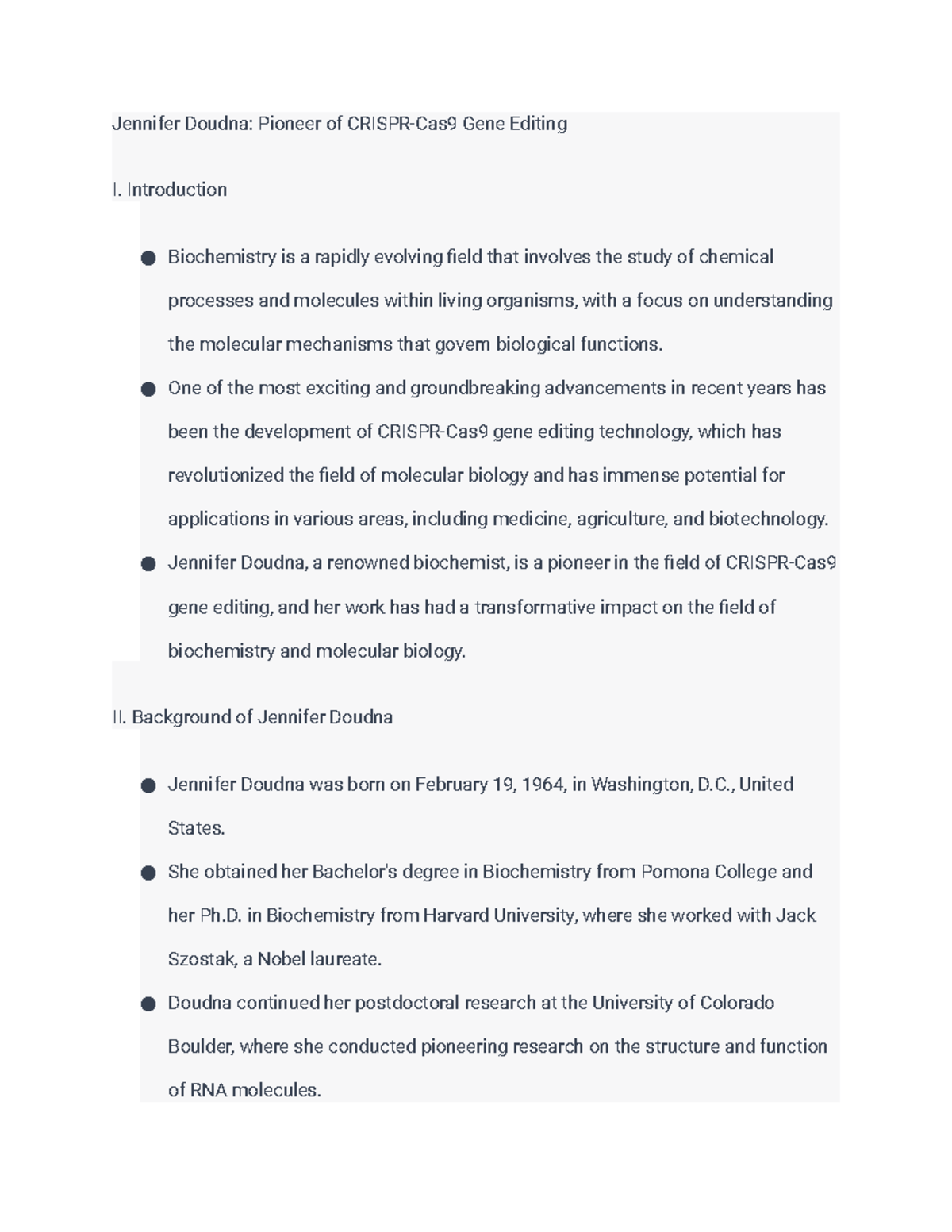 Jennifer Doudna notes - Jennifer Doudna: Pioneer of CRISPR-Cas9 Gene ...