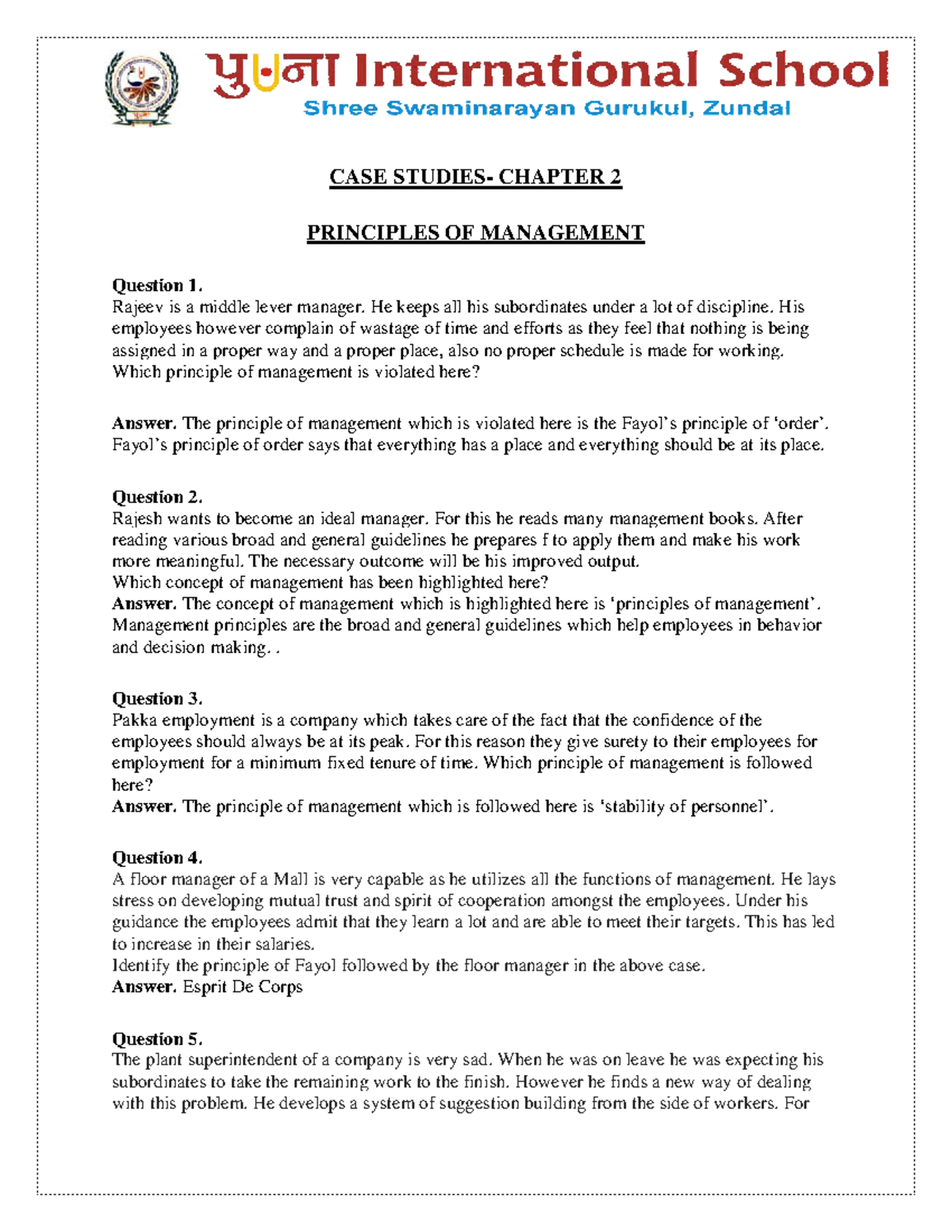 XII BST Case Studies-ch-2 - CASE STUDIES- CHAPTER 2 PRINCIPLES OF ...