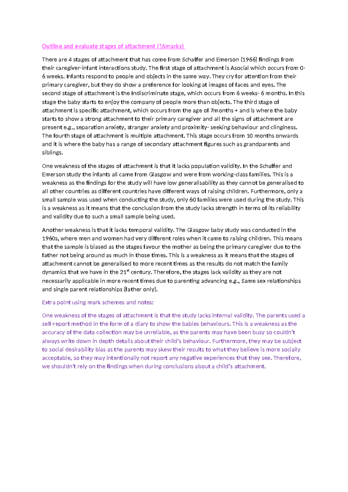 Attachment predicted essays - Outline and evaluate stages of attachment ...