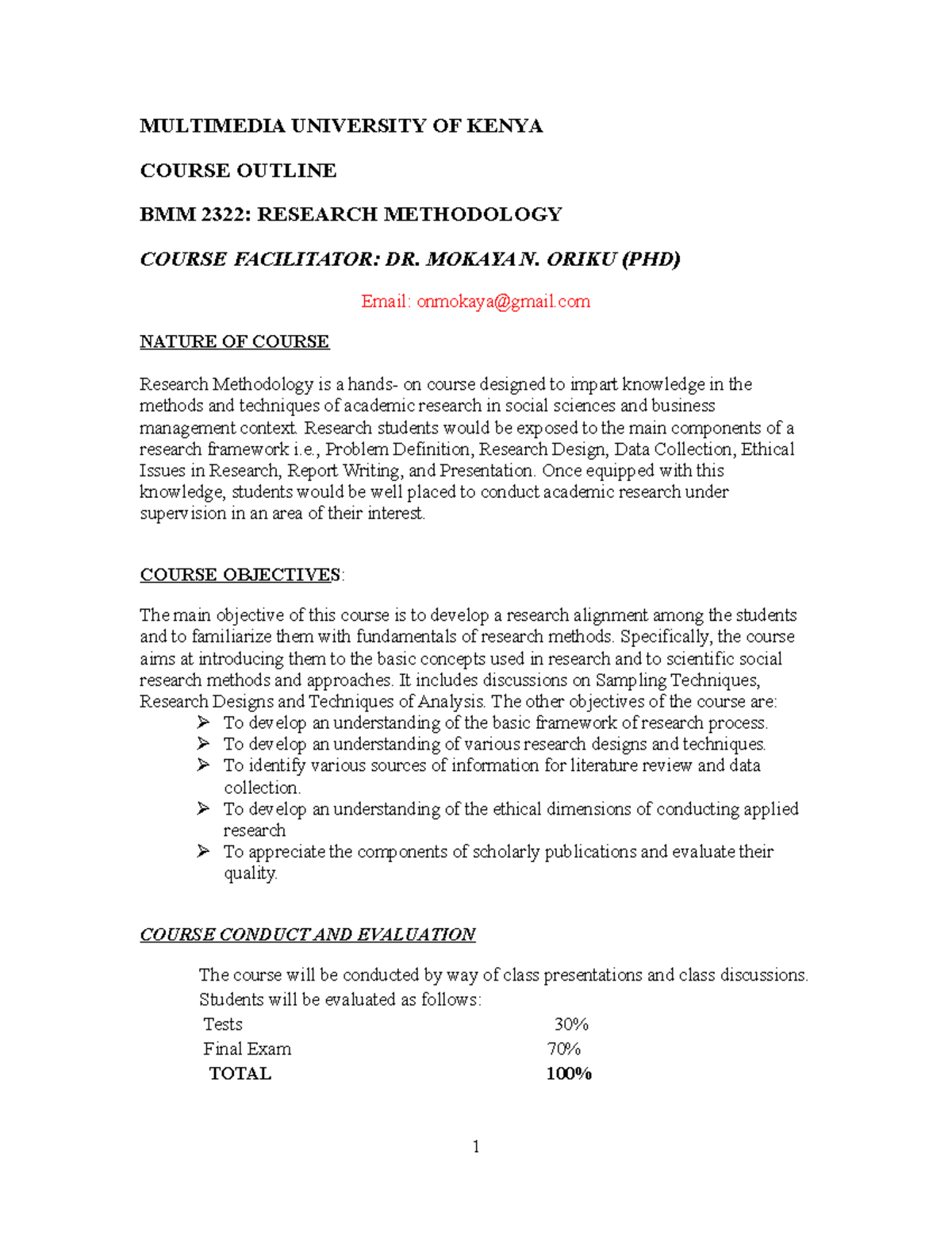 BMM 2322; Research Methodology MMU - MULTIMEDIA UNIVERSITY OF KENYA ...