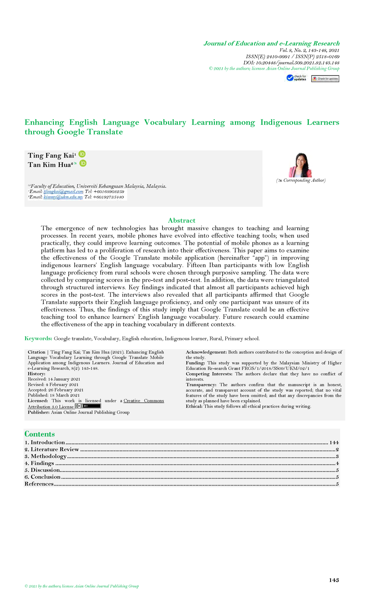 Enhancing English Language Vocabulary Learning among Indigenous Learners Through Google ...