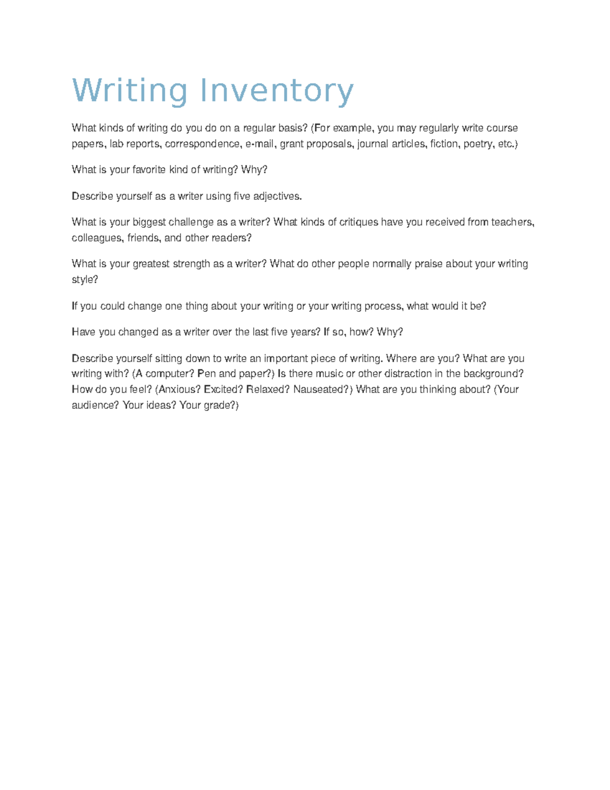 UTF-8''Writing%20Inventory%20Spring%202021 - Writing Inventory What ...