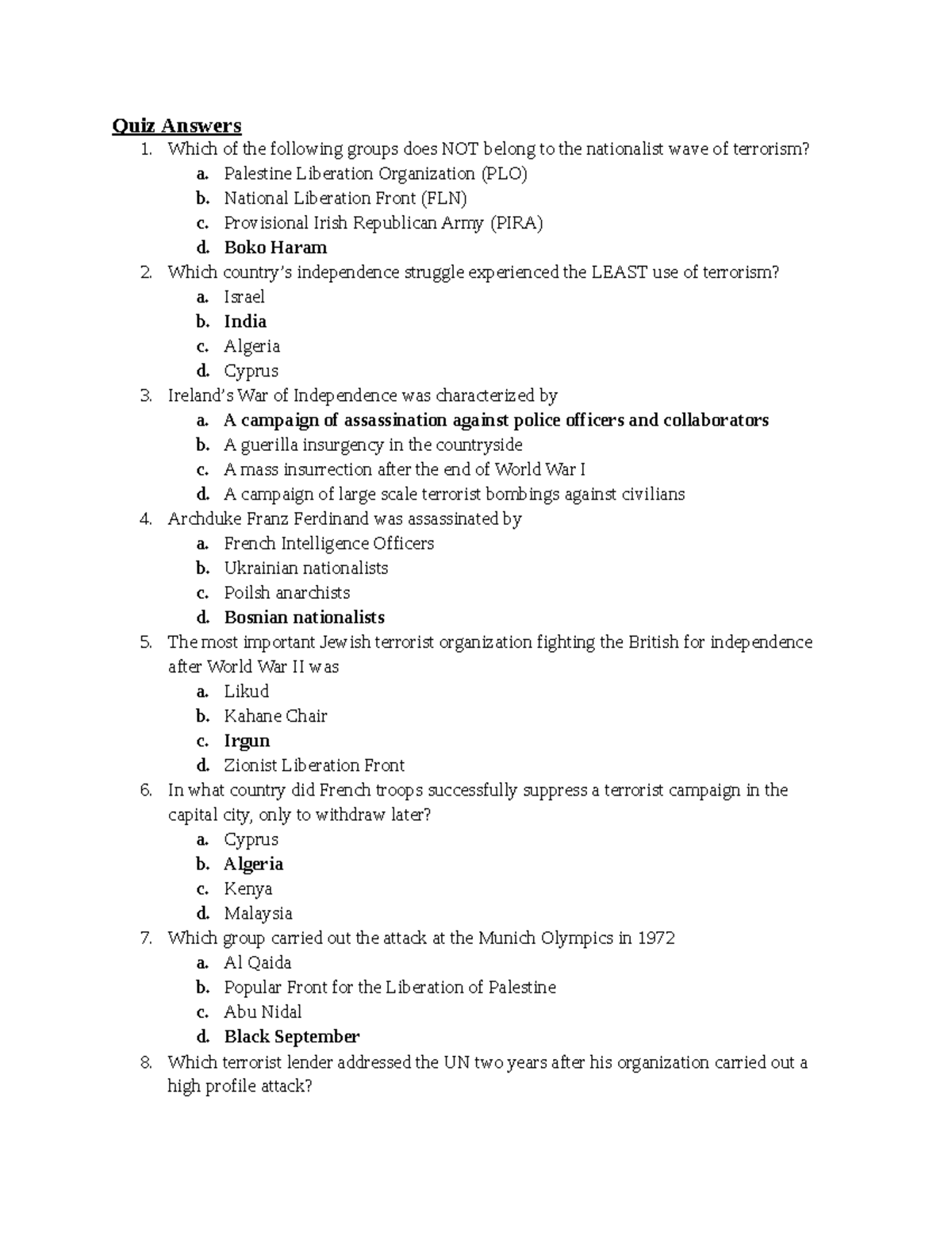 Module 3 Nationalist Terrorism - Quiz Answers Which of the following ...