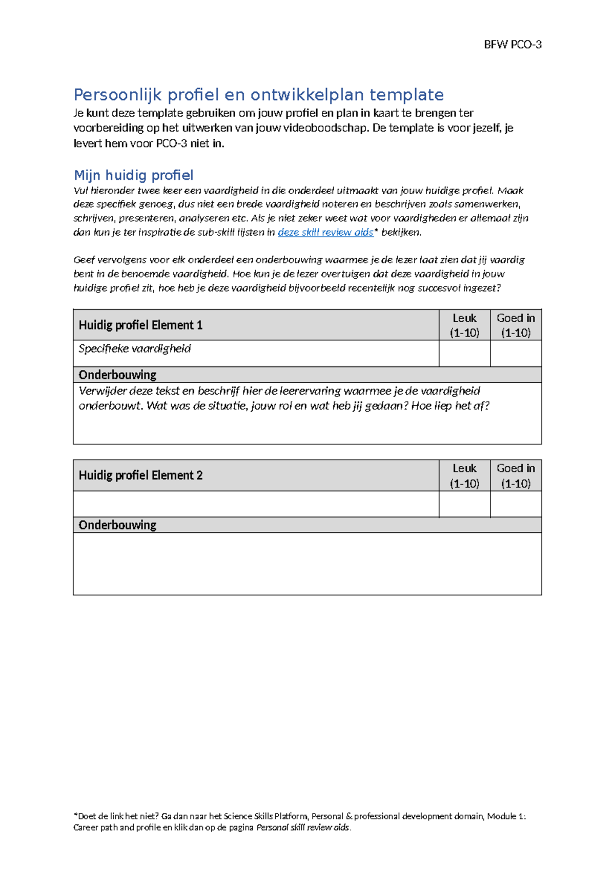 2324 PCO-3 Persoonlijk profiel en ontwikkelplan template - BFW PCO ...