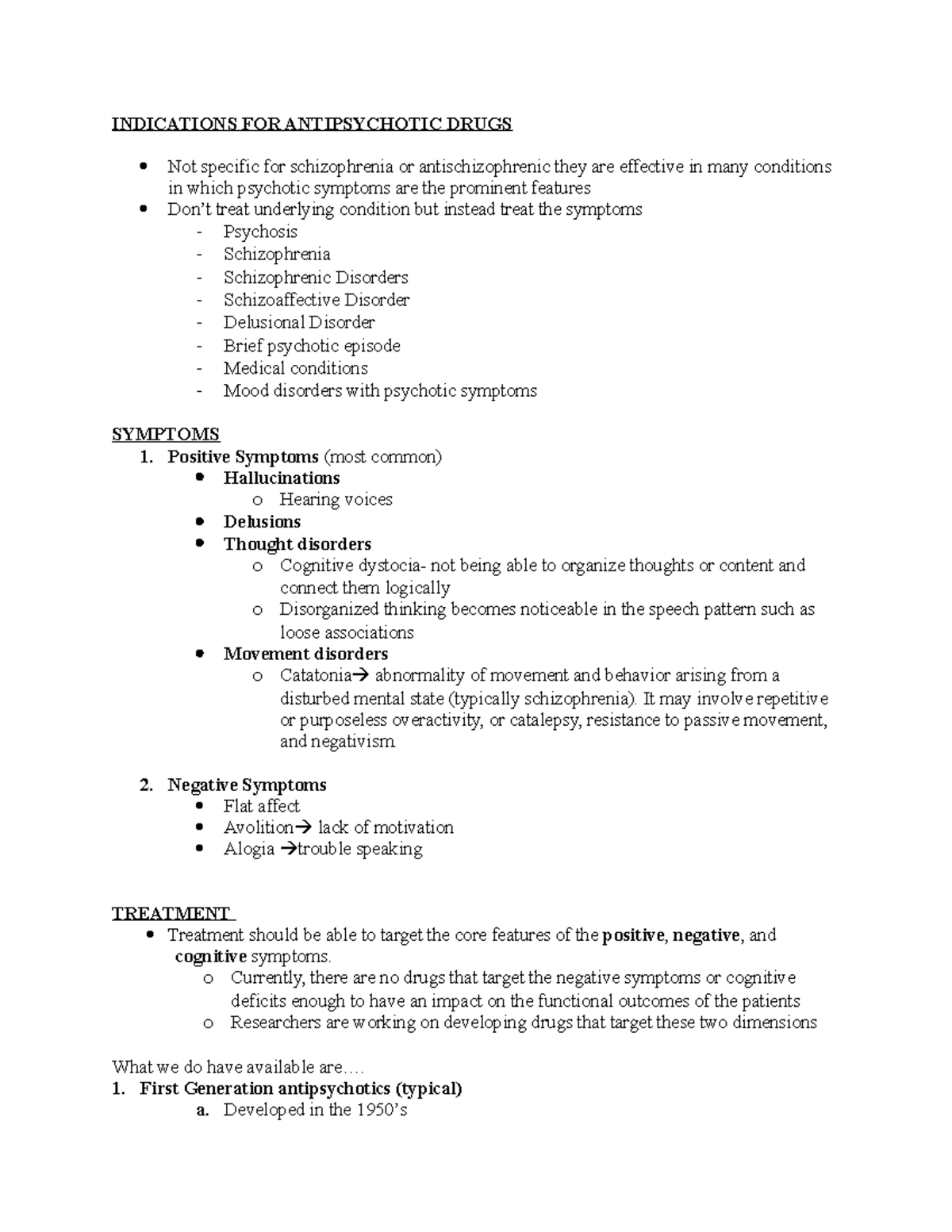 Antipsychotics and Side Effects - INDICATIONS FOR ANTIPSYCHOTIC DRUGS ...