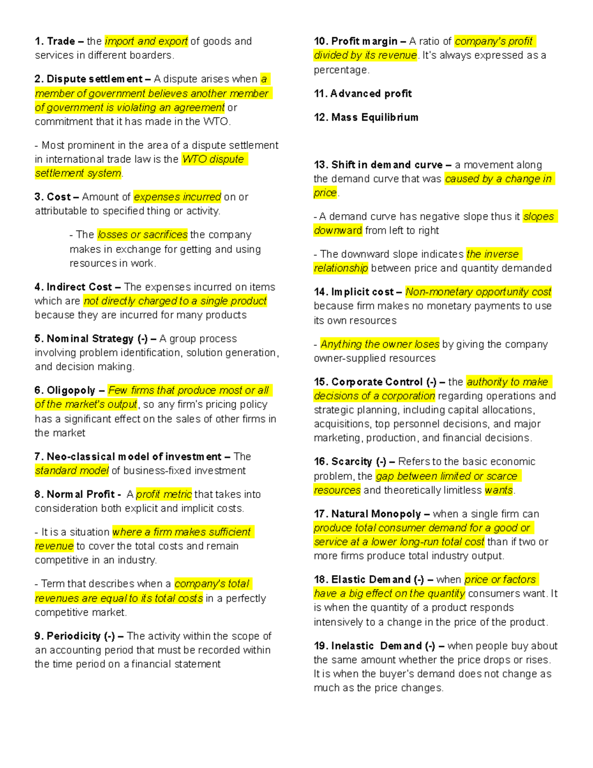 Reviewer Economics - complete - 1. Trade – the import and export of ...