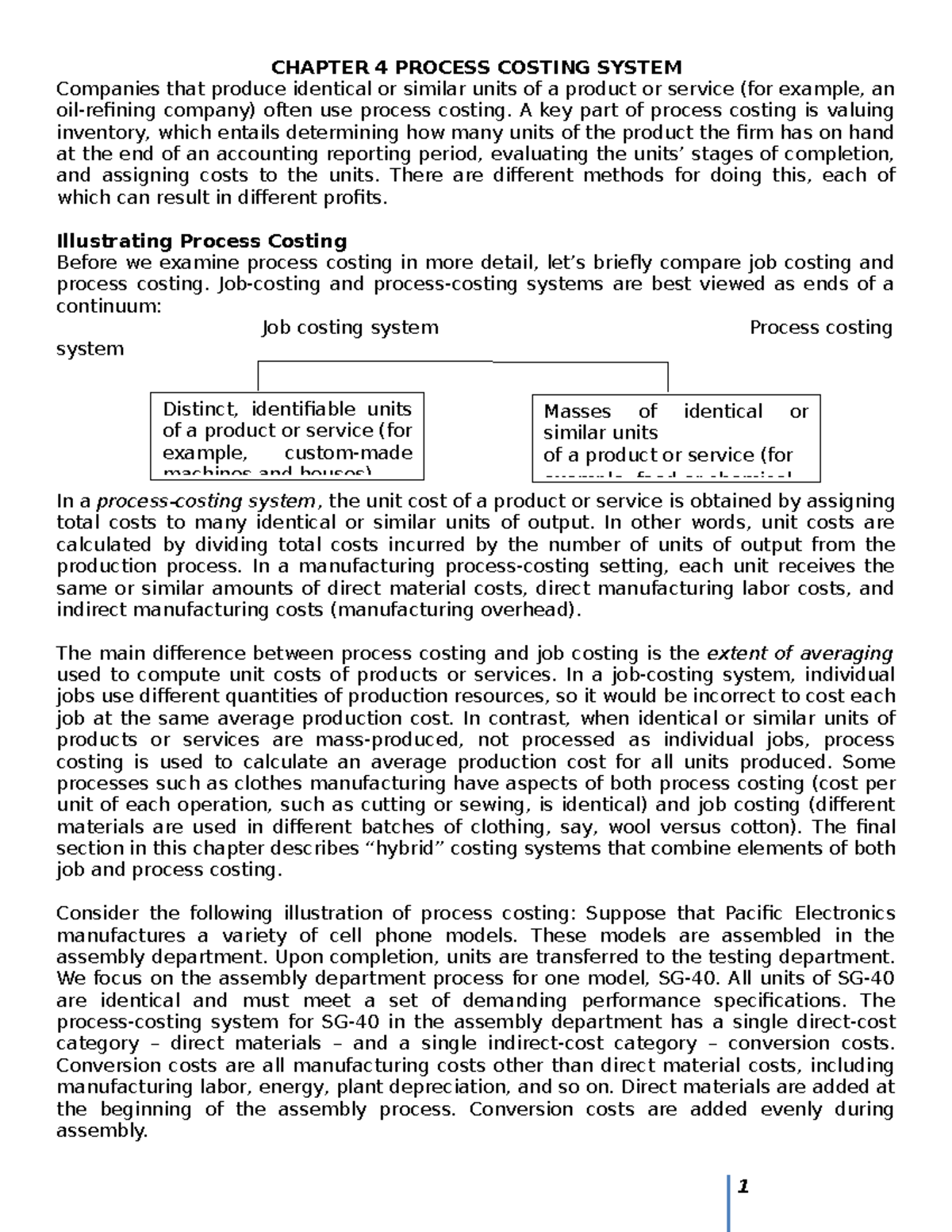 Chapter 4 Process Costing System - CHAPTER 4 PROCESS COSTING SYSTEM ...