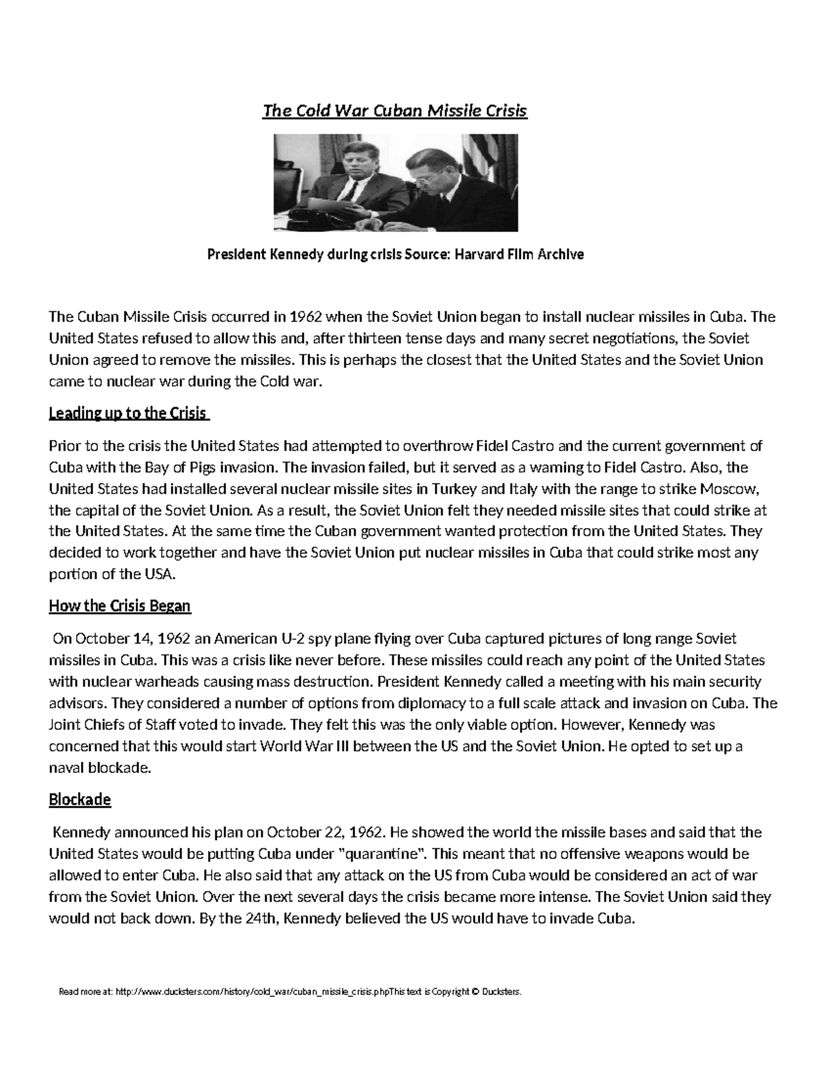 Copy of The Cold War Cuban Missile Crisis - The Cold War Cuban Missile ...