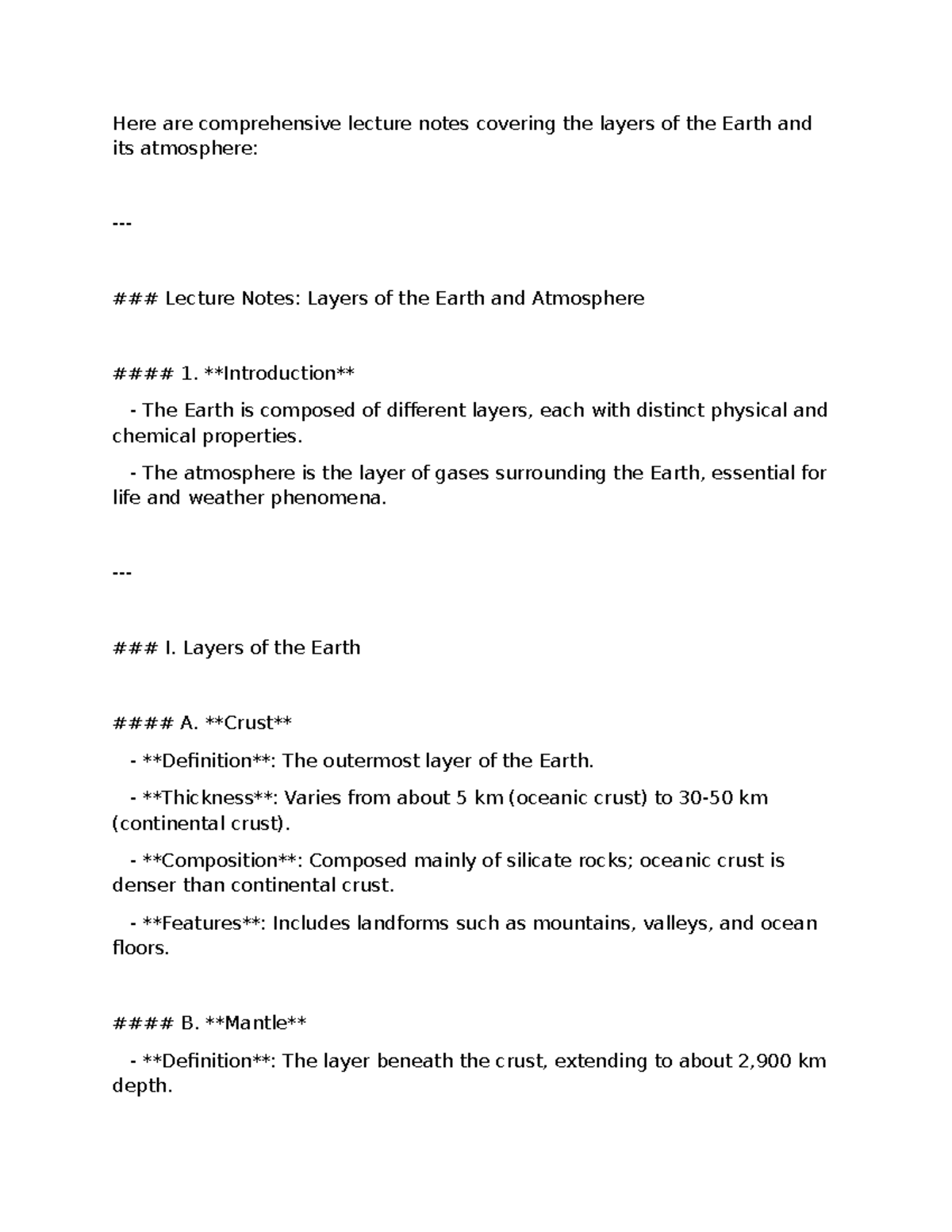Lecure notes in earth layer and atmosphere - Here are comprehensive ...