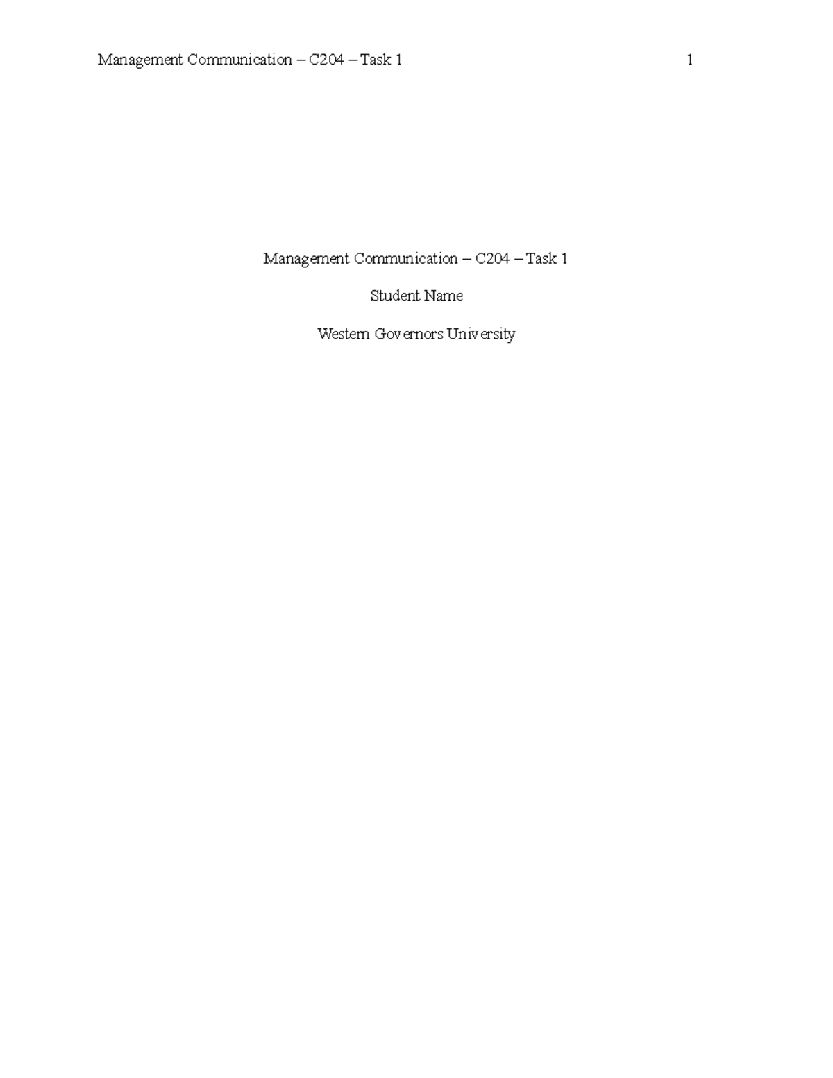 C204 Task 1 Passed - Management Communication – C204 – Task 1 Student ...