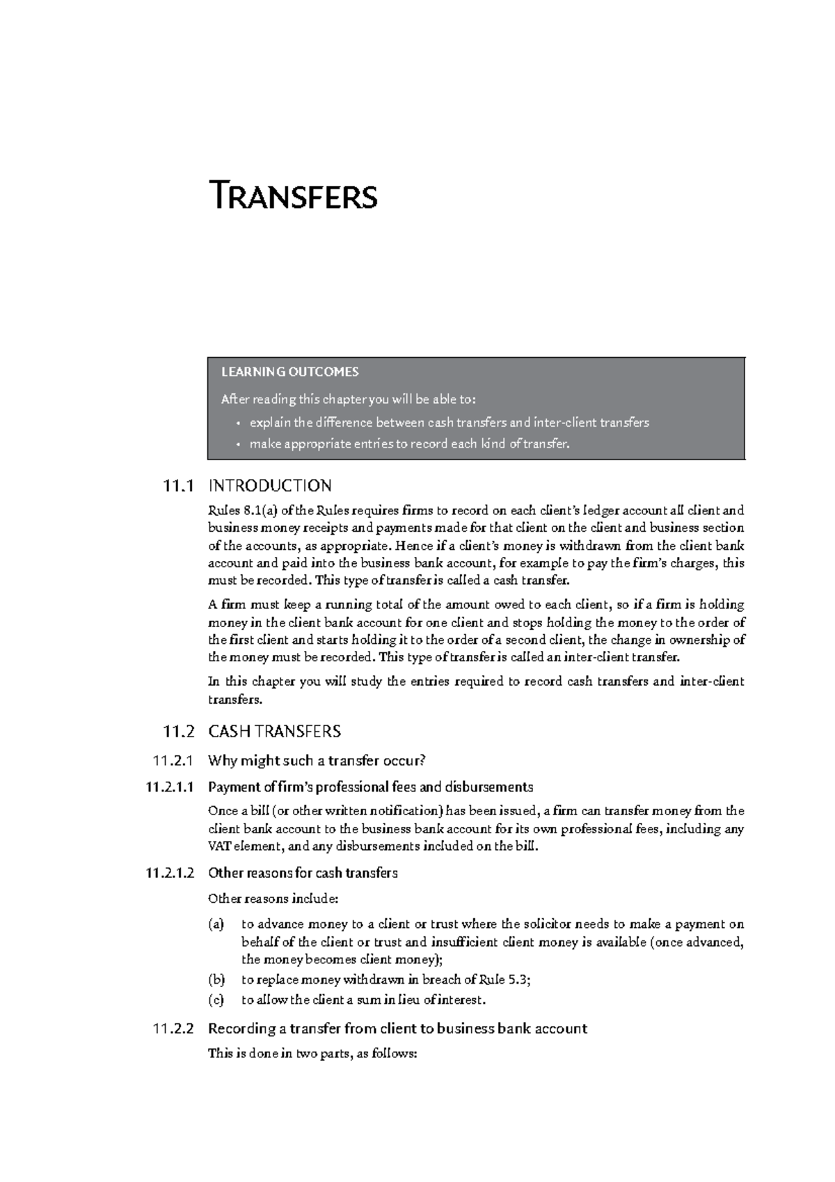 Transfers of Client Money - Transfers 119 C H A P T E R 1 1 Transfers ...