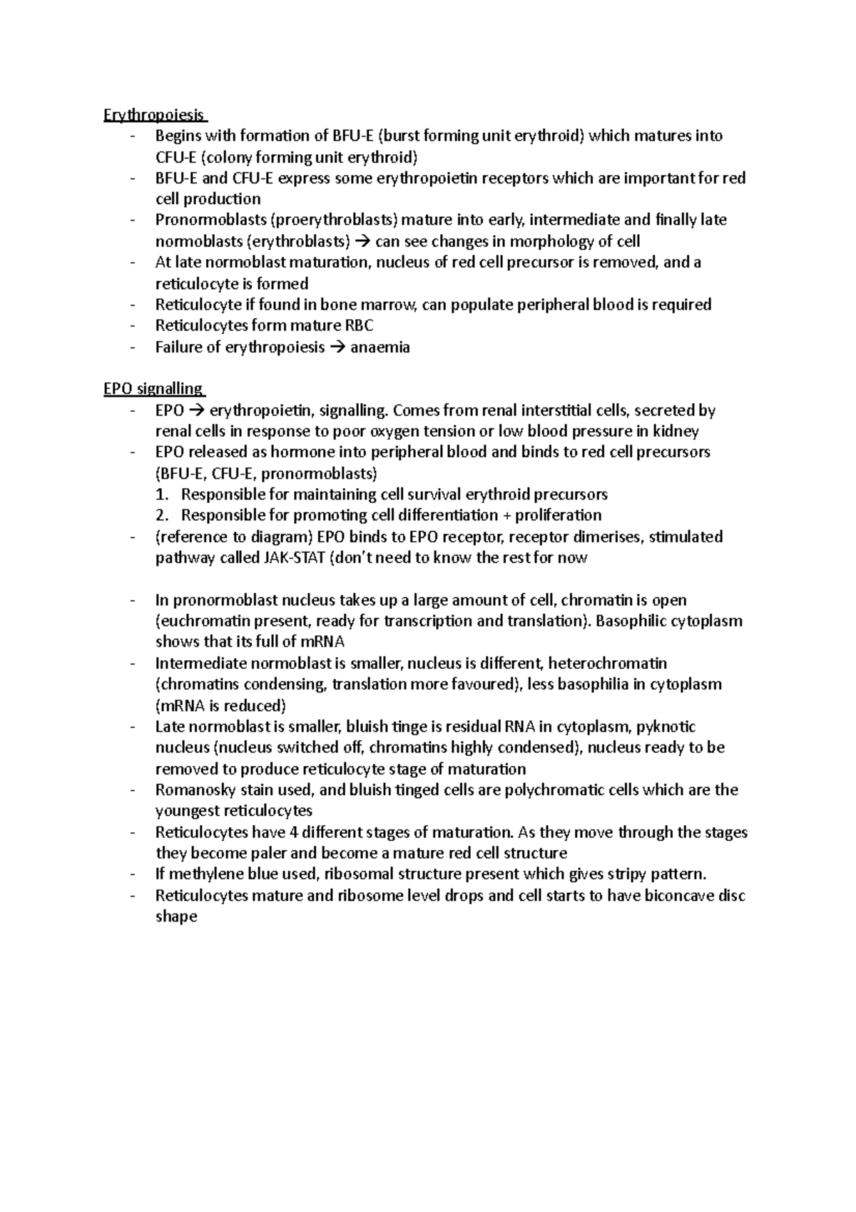 EPO signalling - Erythropoiesis - Begins with formation of BFU-E (burst ...