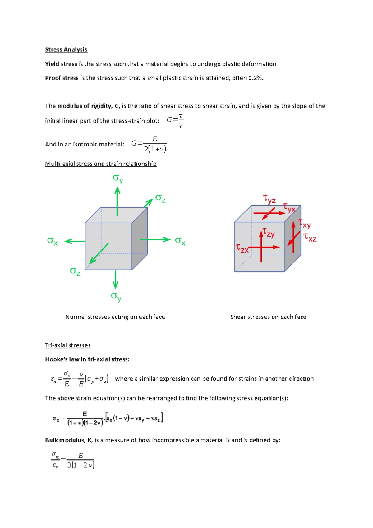 Solid Mechanics 1 (ENG1066) - Multi-axial Stress Analysis Lecture Notes ...