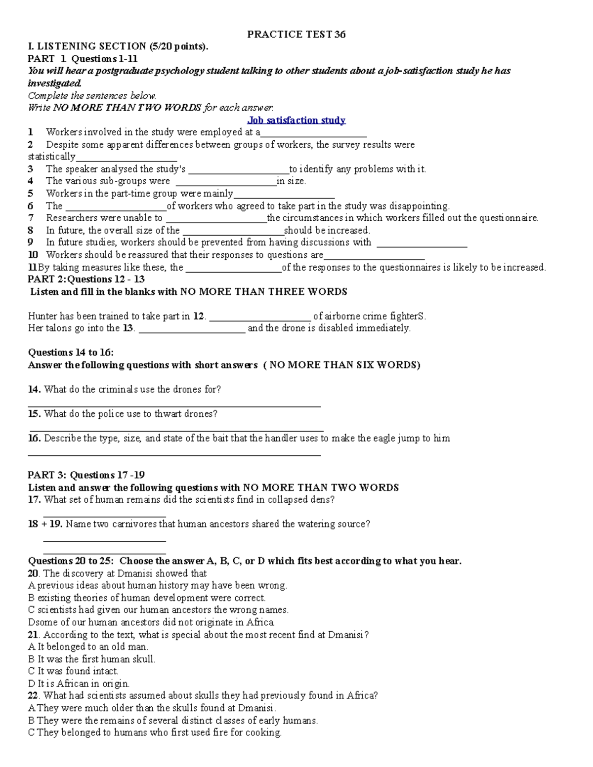 Practice TEST 36 - Đại học Kinh tế Quốc dân - PRACTICE TEST 36 I ...