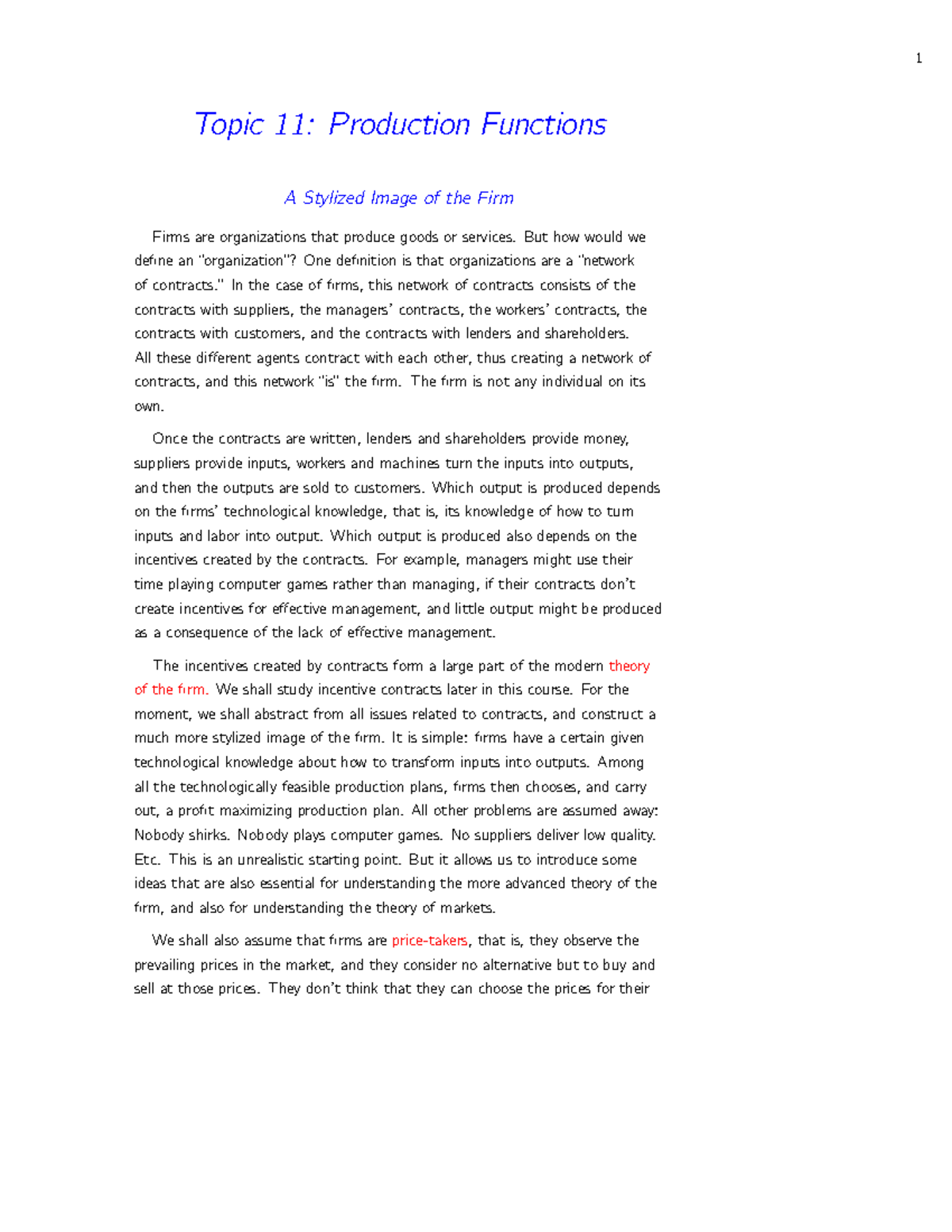 Lecture Notes 11 - materials from ECON 121 at Yale with T. Borgers ...