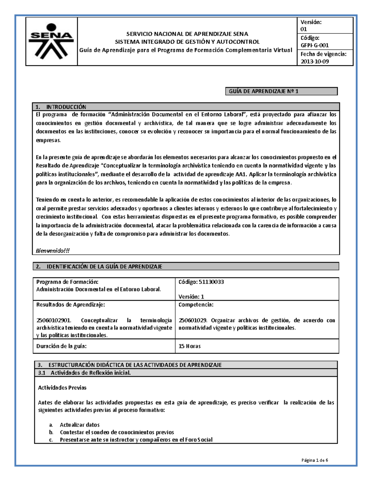 Guia1 - Gestión de archivos - SERVICIO NACIONAL DE APRENDIZAJE SENA SISTEMA INTEGRADO DE GESTI”N ...