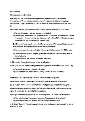 Atithi Give Reason, Question and Answer - Aothi/Gust SHORT STORY ...