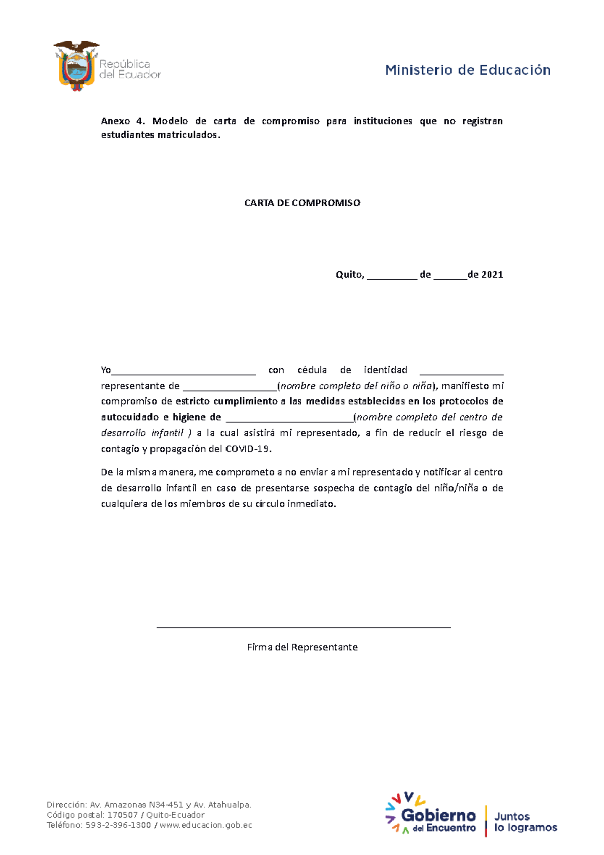 Anexo 4 Carta compromiso - Anexo 4. Modelo de carta de compromiso para ...