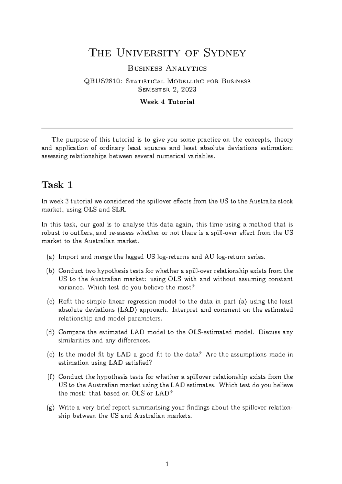 QBUS2810 2023S2 - Tutorial 04 Question - The University of Sydney ...