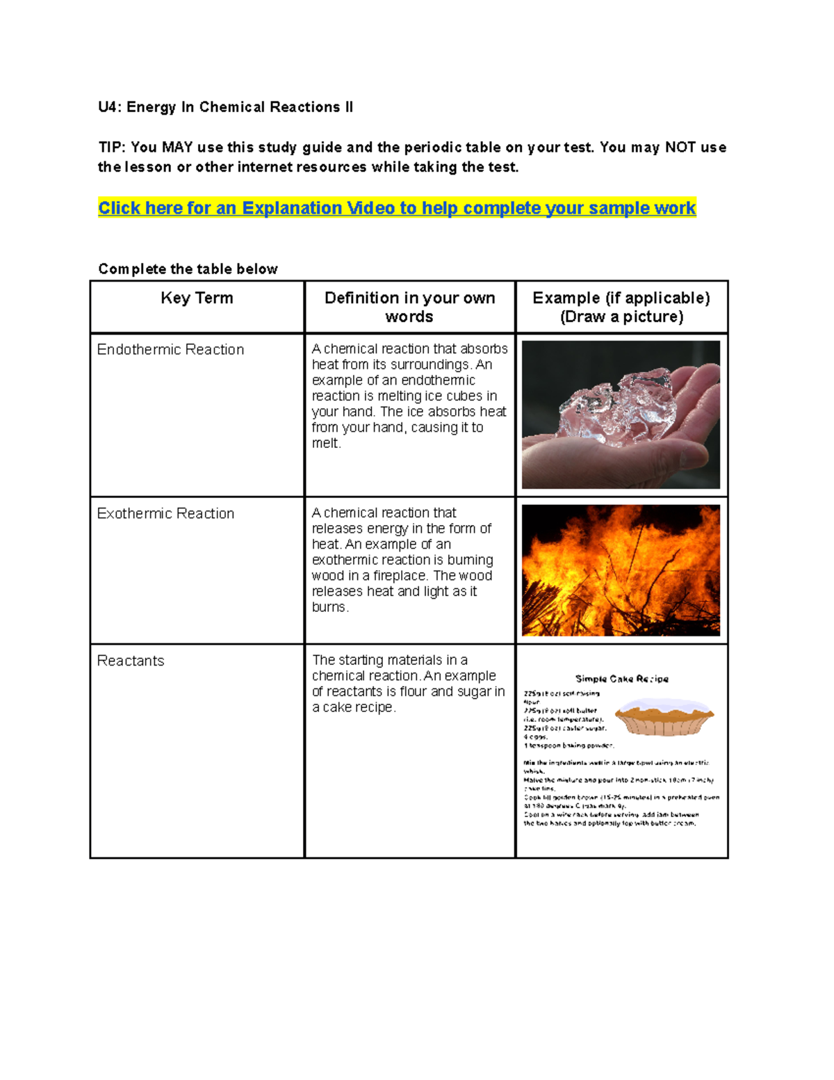 Unit 4 Energy In Chemical Reactions II Sample Work elman - U4: Energy ...