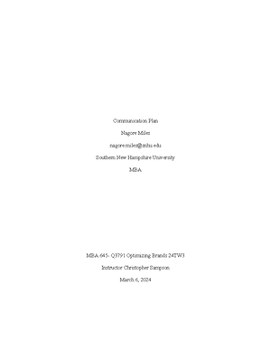 MBA 645 Communication Grid - Module 2 - Module 2: Communication Plan ...