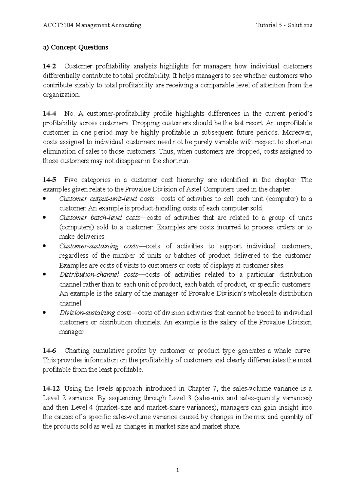 acct 3104 Tutorial 5 - tutorial Solutions - a) Concept Questions 14-2 ...