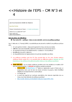 CM N°1 et 2 - cours histoire L3 EM - Histoire de l’EPS – CM ...