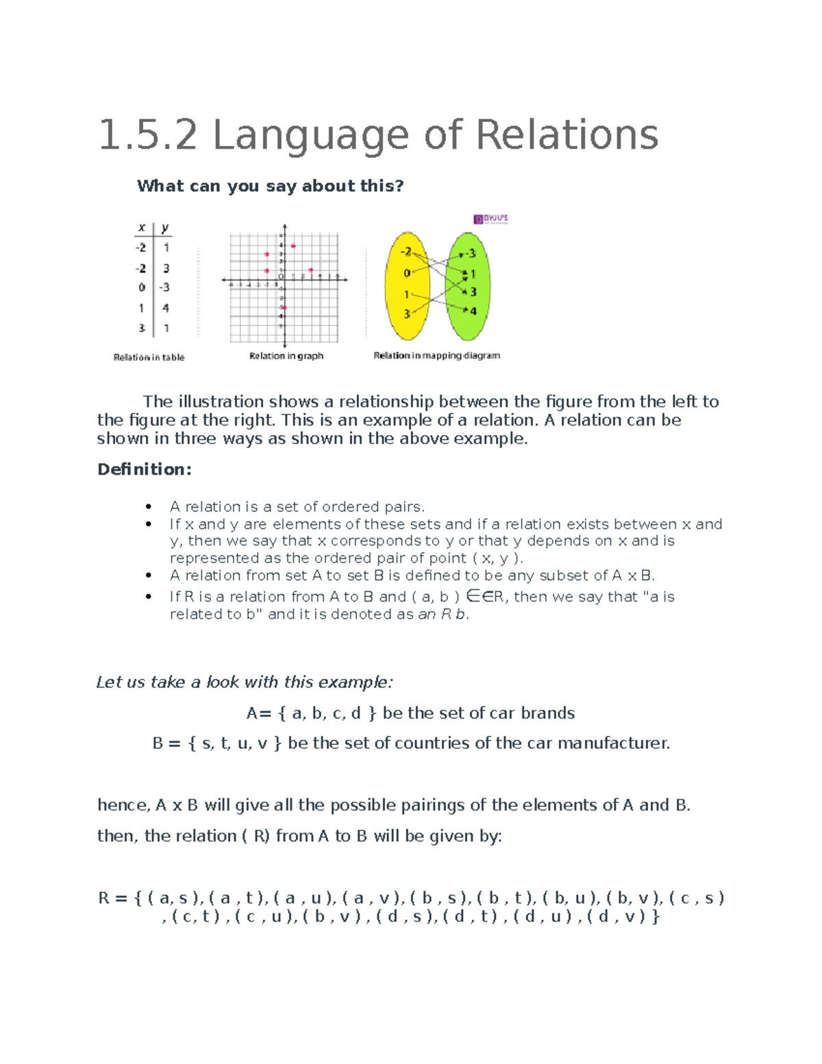Language of Relations - Lecture notes 1 - Mathematics In The Modern ...