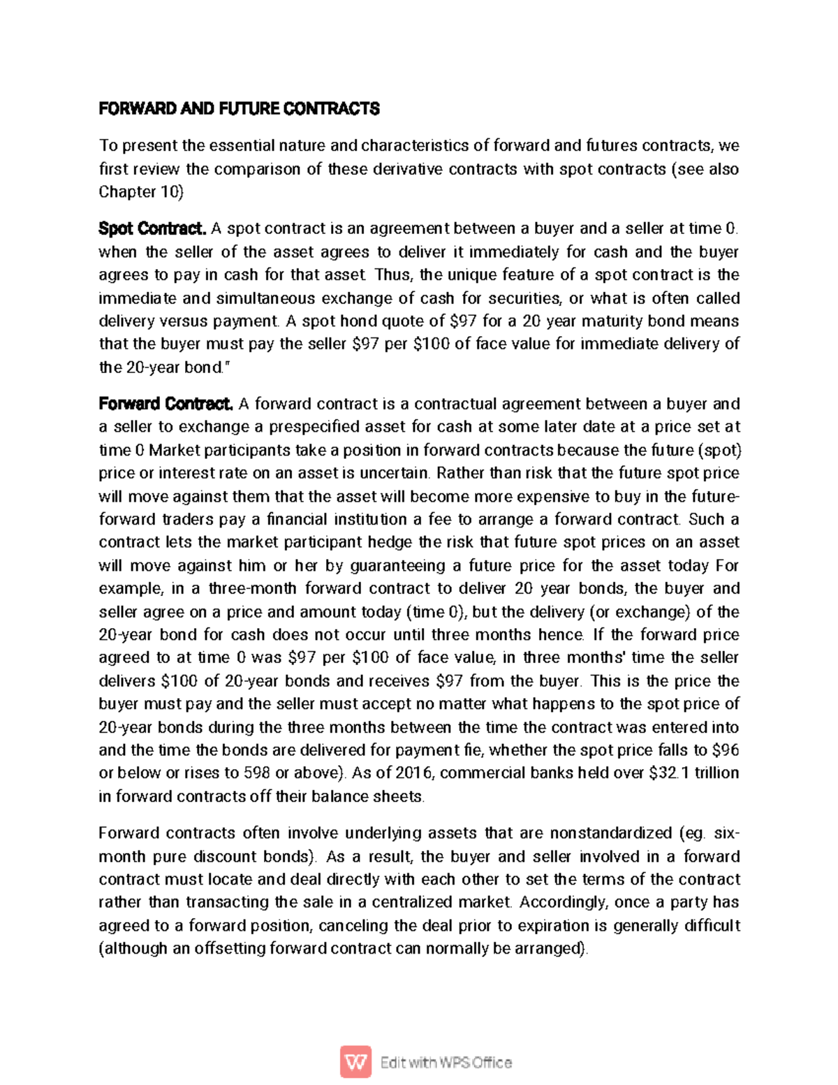 Forward AND Future Contracts - FORWARD AND FUTURE CONTRACTS To present ...