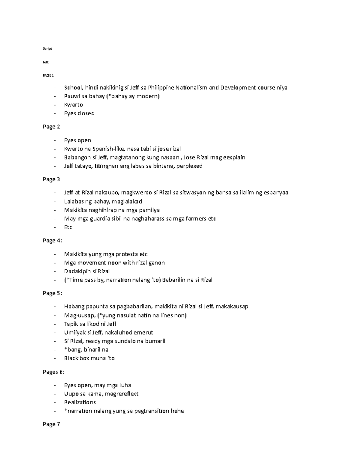 Script - jxodkck - Script Jeff: PAGE 1 School, hindi nakikinig si Jeff ...