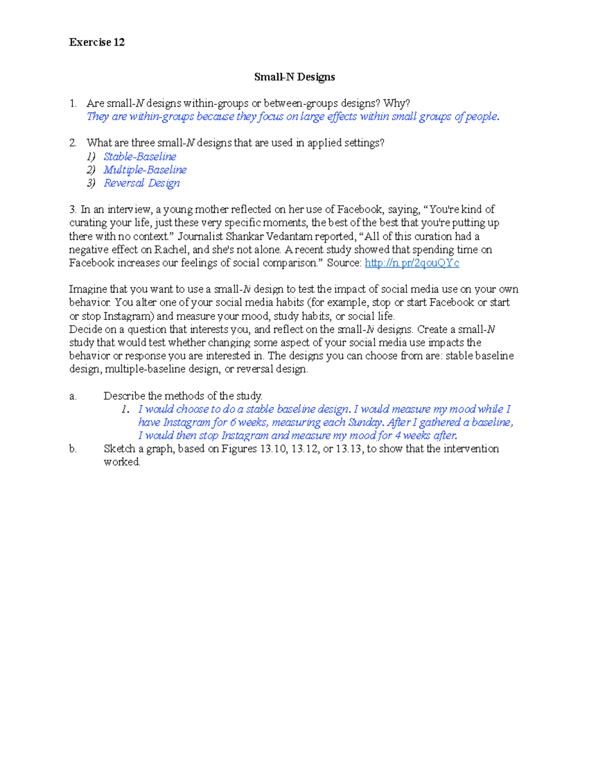 Exercise 12 Small N+QE - Exercise 12 Small-N Designs Are small-N ...
