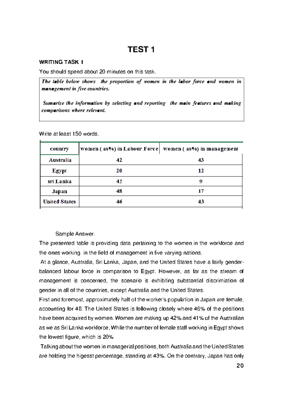 Key - key ielts - TEST 1 WRITING TASK 1 You should spend about 20 ...