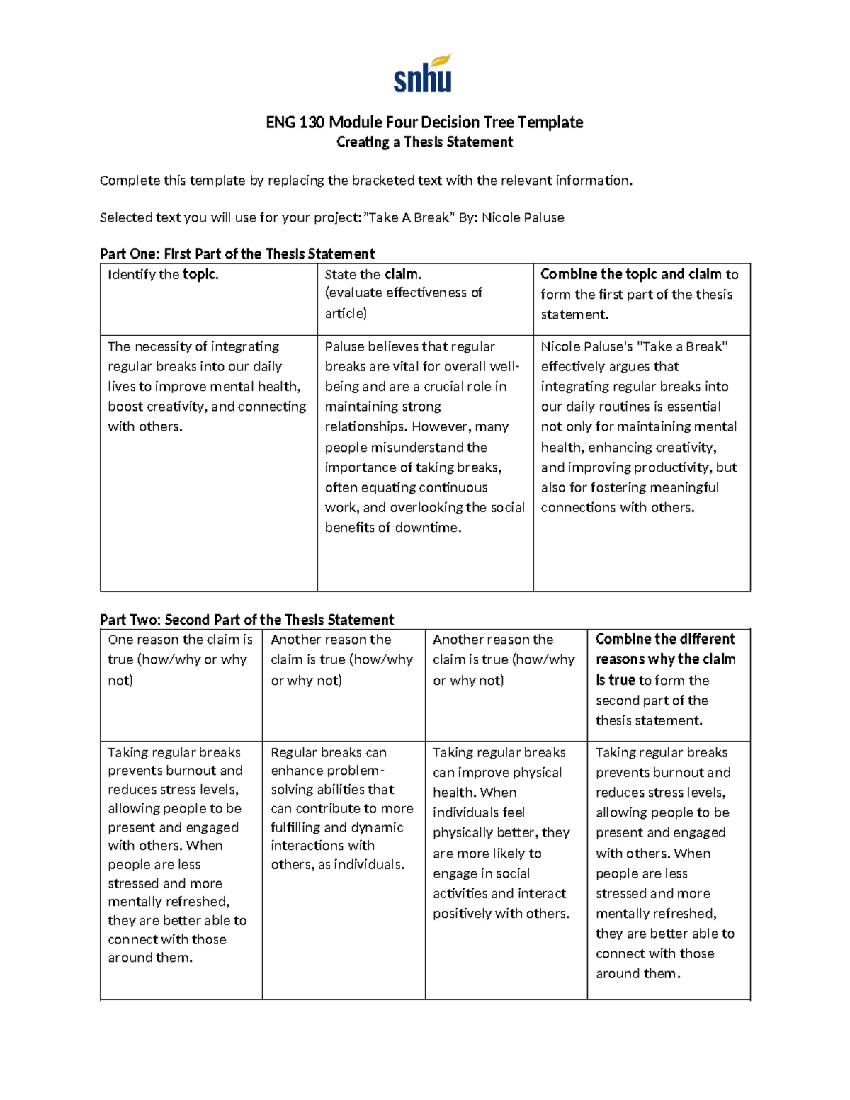 ENG 130 Module Four Decision Tree Template - ENG 130 Module Four ...
