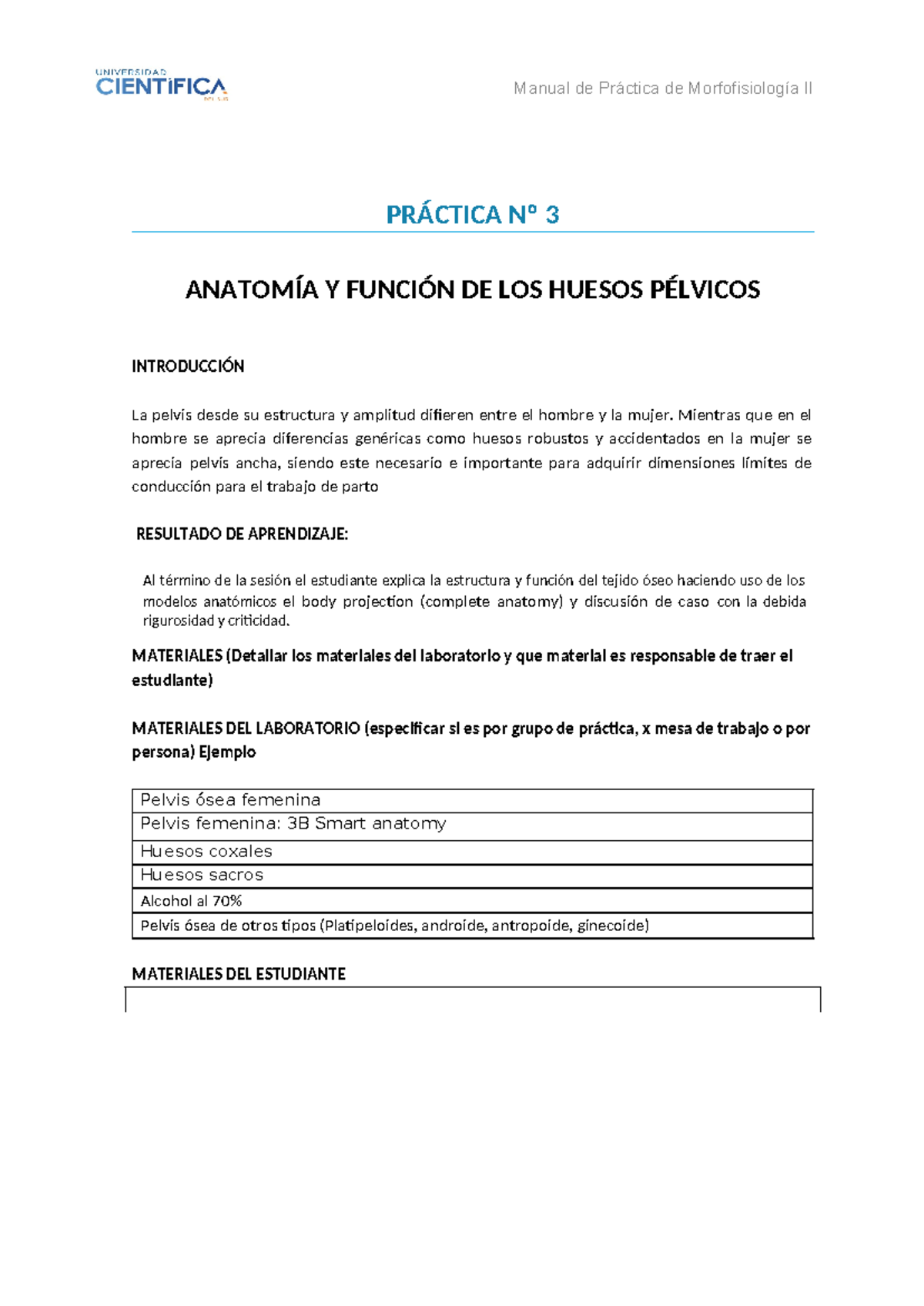 Módulo de Morfofisiología II OBS 303 Práctica 03 2024-1 - PRÁCTICA Nº 3 ...