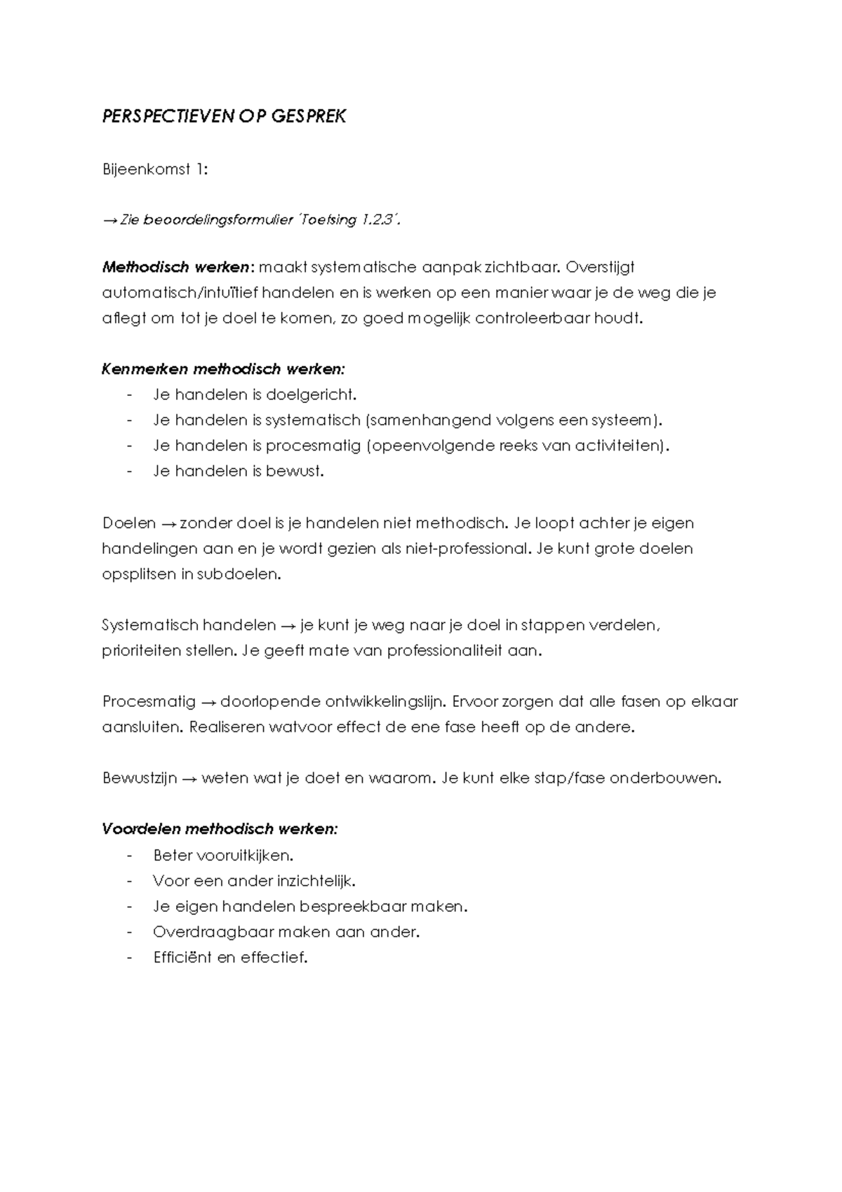 Perspectieven OP Gesprek - PERSPECTIEVEN OP GESPREK Bijeenkomst 1: → Zie beoordelingsformulier ...