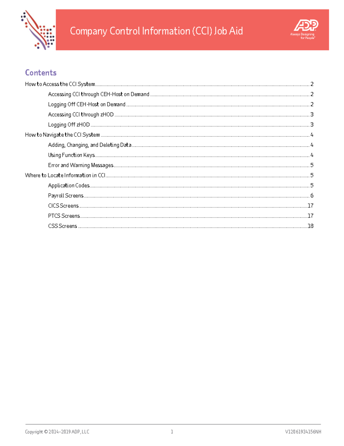 CCI Job Aid - Job AID - Contents How to Access the CCI - Studocu